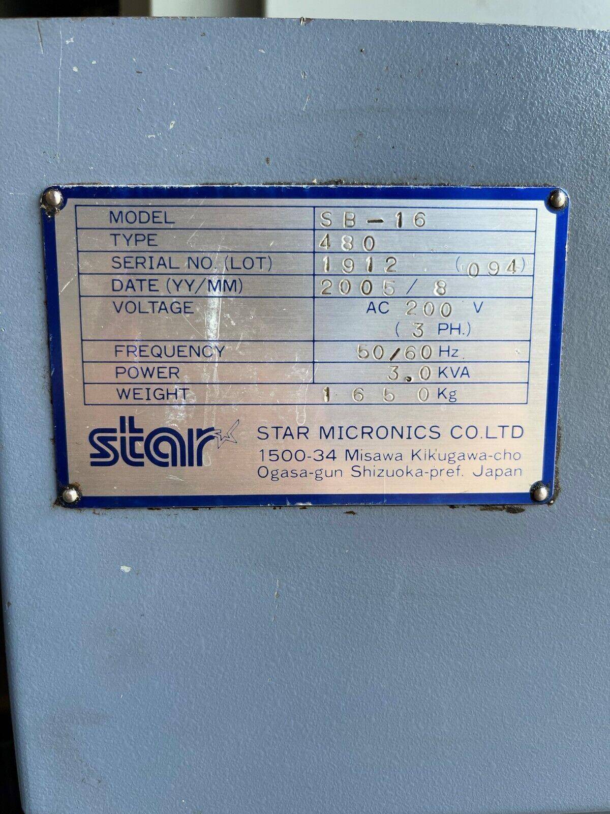 Used Star SB-16 CNC Swiss Screw Type Automatic Lathe (2005) | Automatic ...
